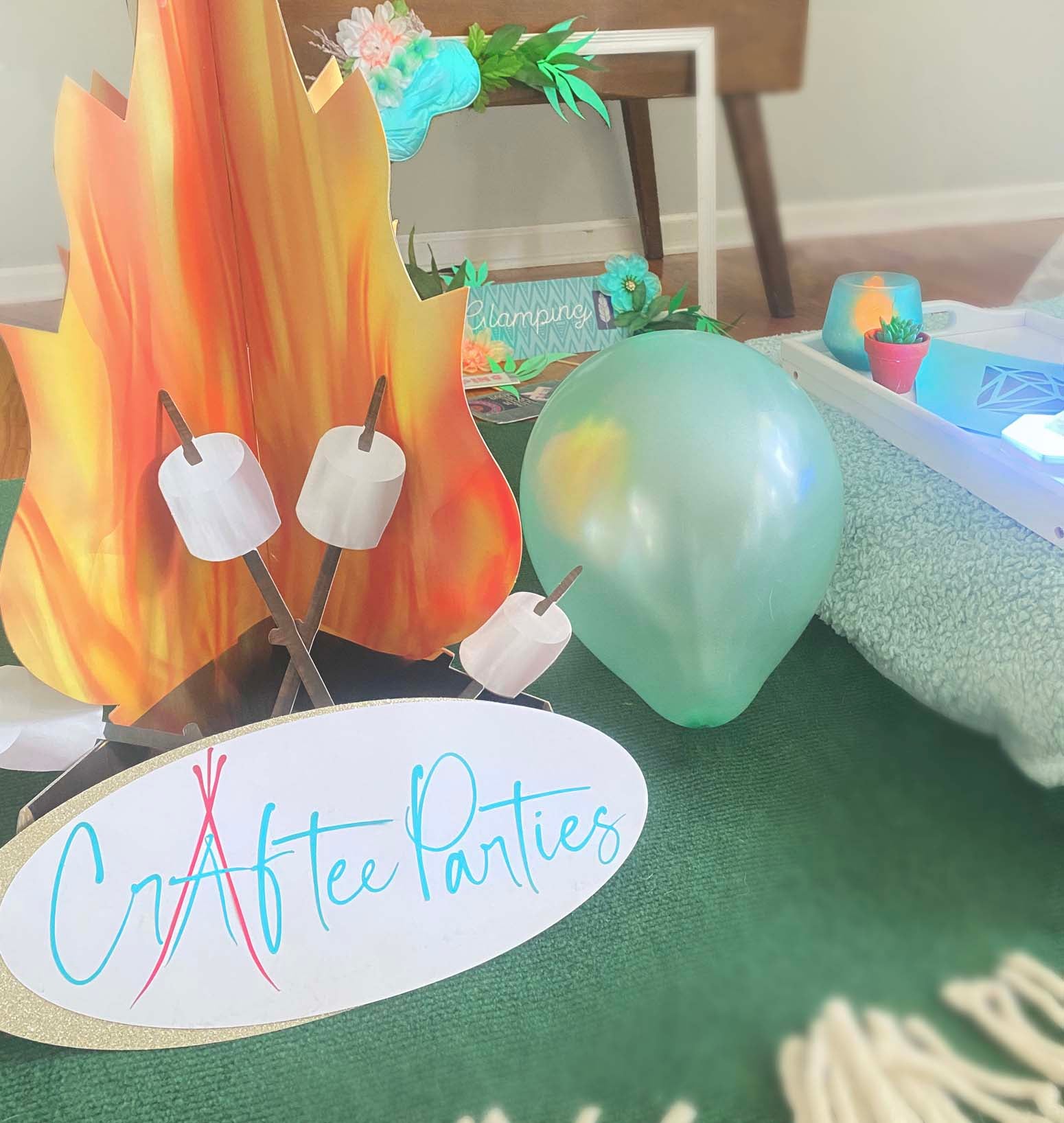 Photo Prop Station- includes set up with frame and props | Craftee Parties
